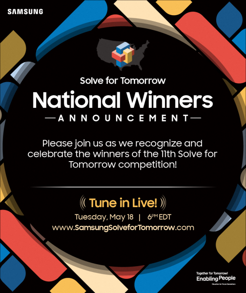 Video 11th Solve For Tomorrow National Finalist Announcement Samsung US Newsroom video-11th-solve-for-tomorrow-national-finalist-announcement-samsung-us-newsroom